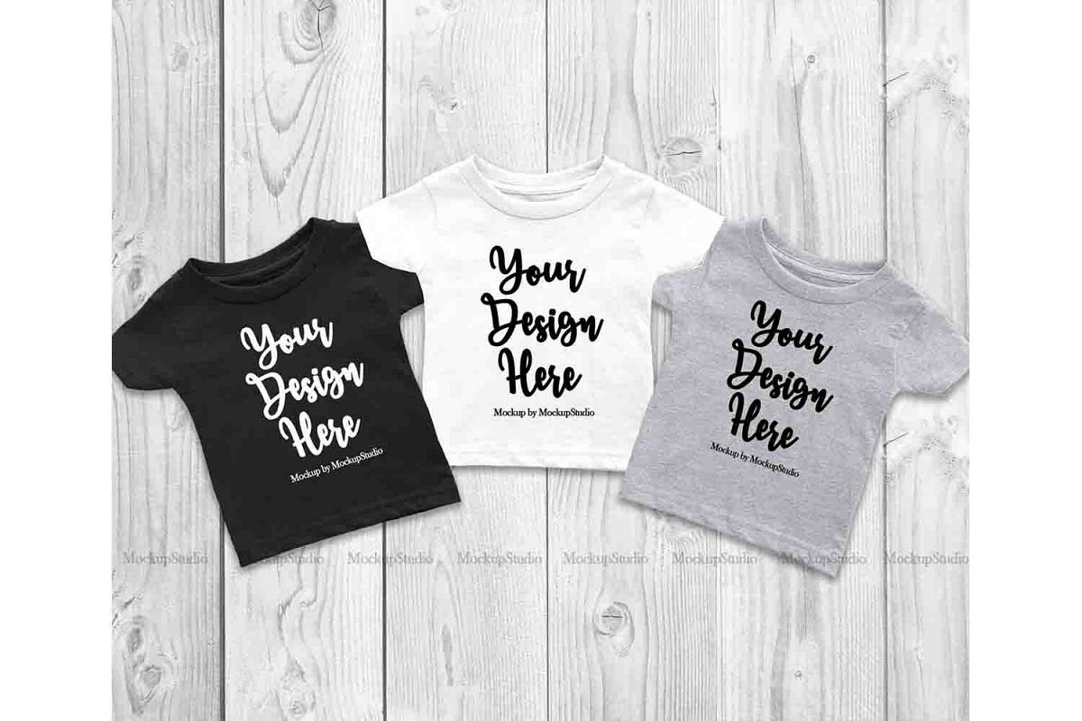 3 Colors Infant T-Shirts Mockup, Baby Group Shirts Flat Lay (184409 ...