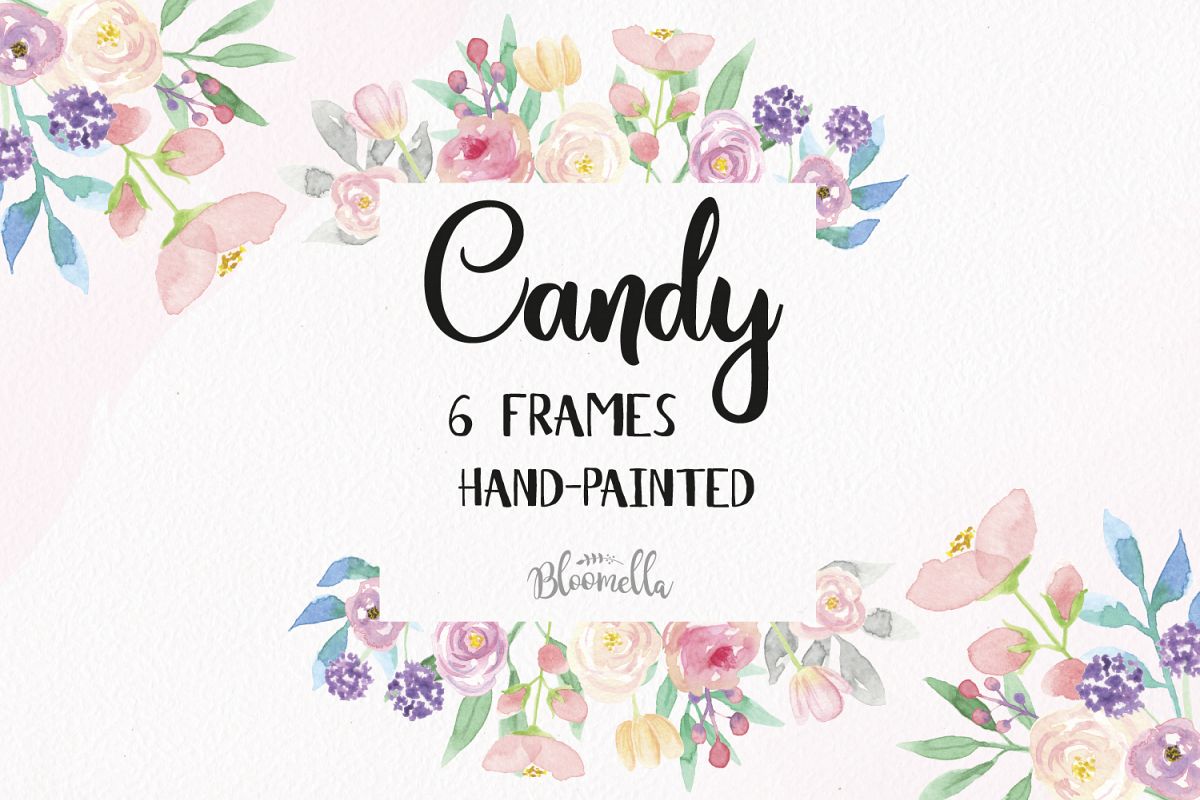 Candy Frames Watercolor Clipart Border Flowers Pink Florals