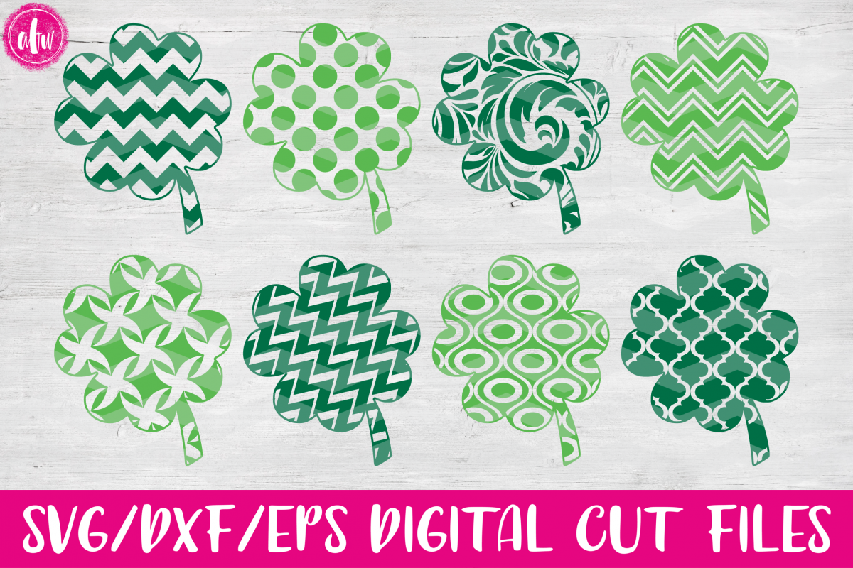 Patterned Clovers - SVG, DXF, EPS Cut Files (14415) | SVGs | Design Bundles