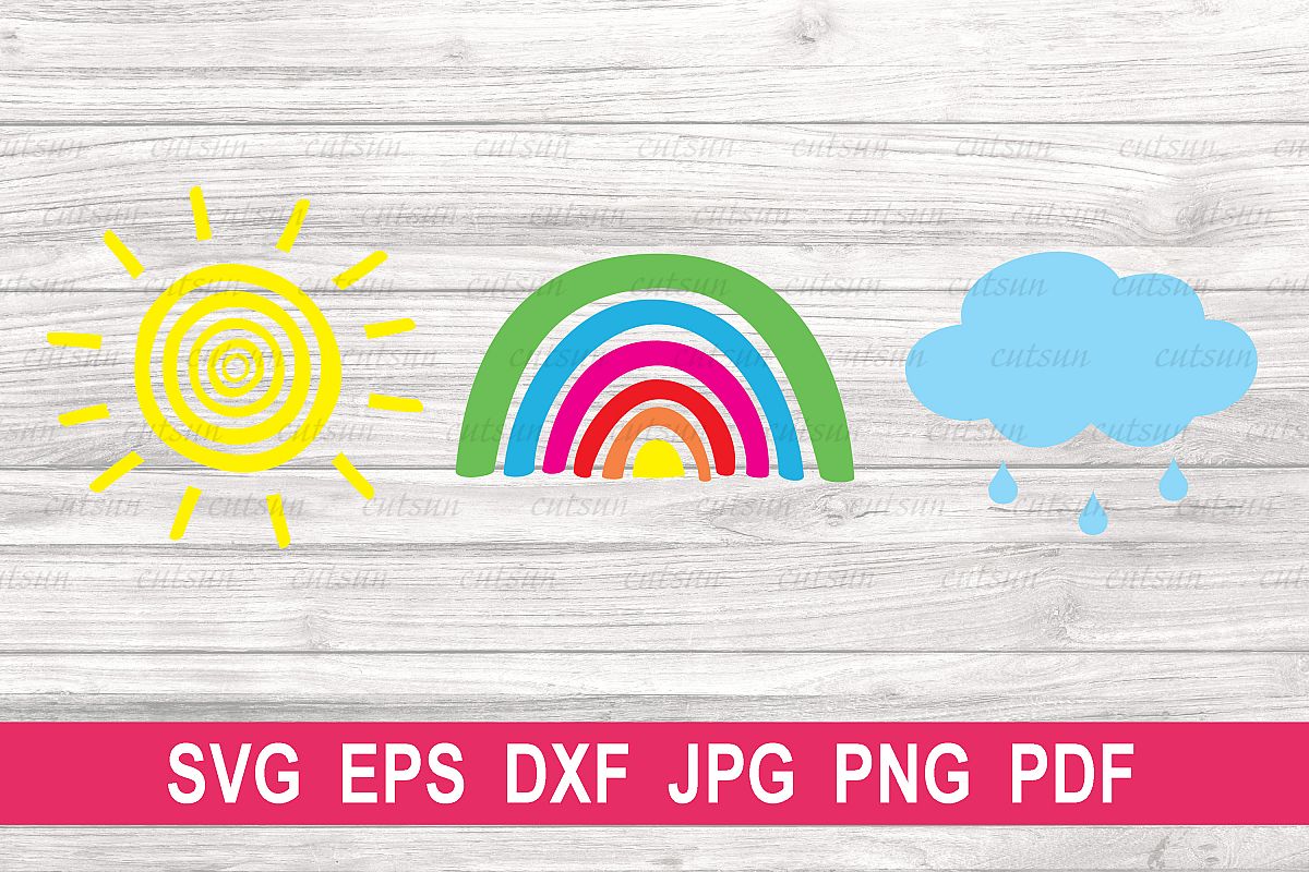 Rainbow Sun Cloud SVG
