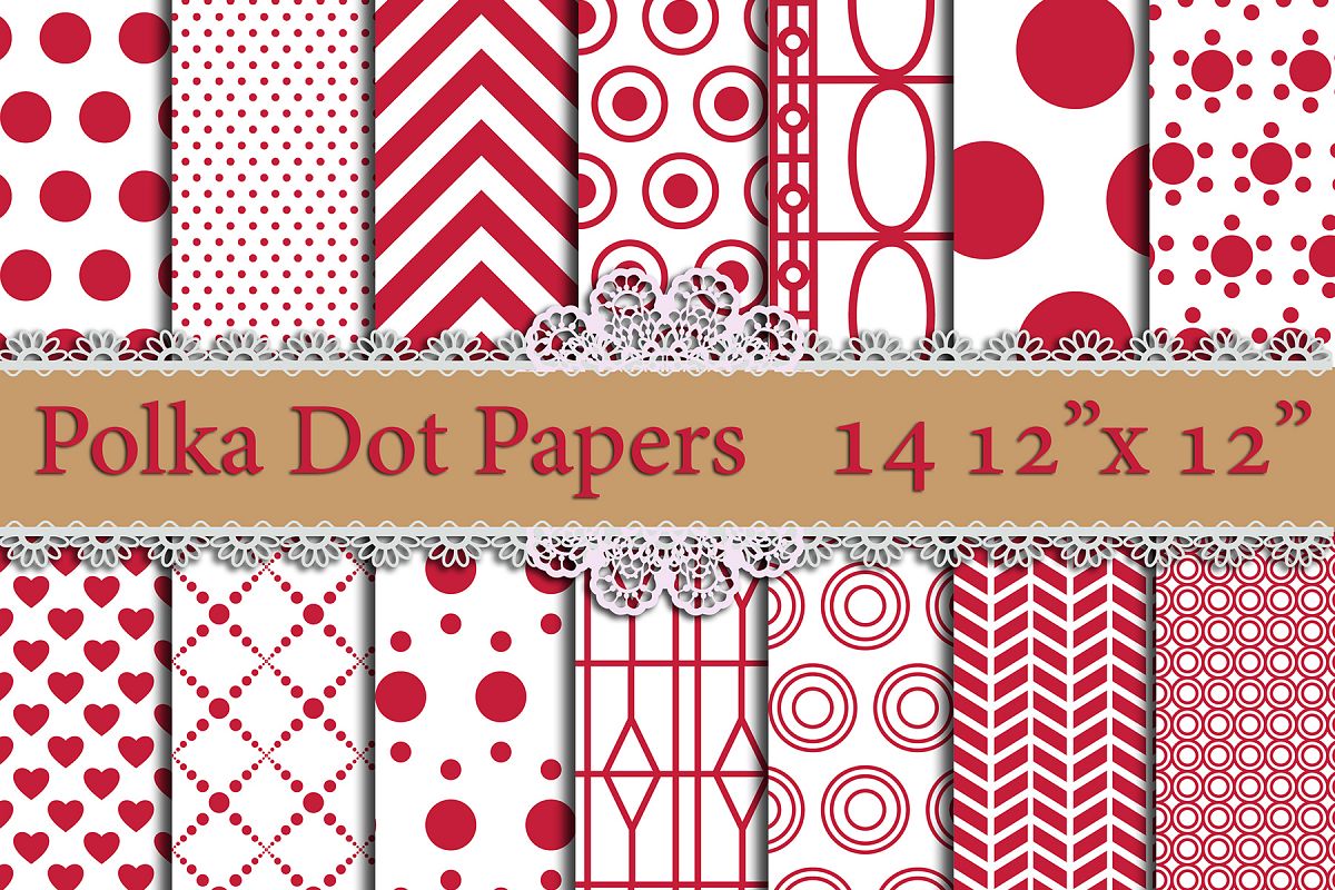 Red Polka Dot digital paper (30823) | Backgrounds | Design Bundles