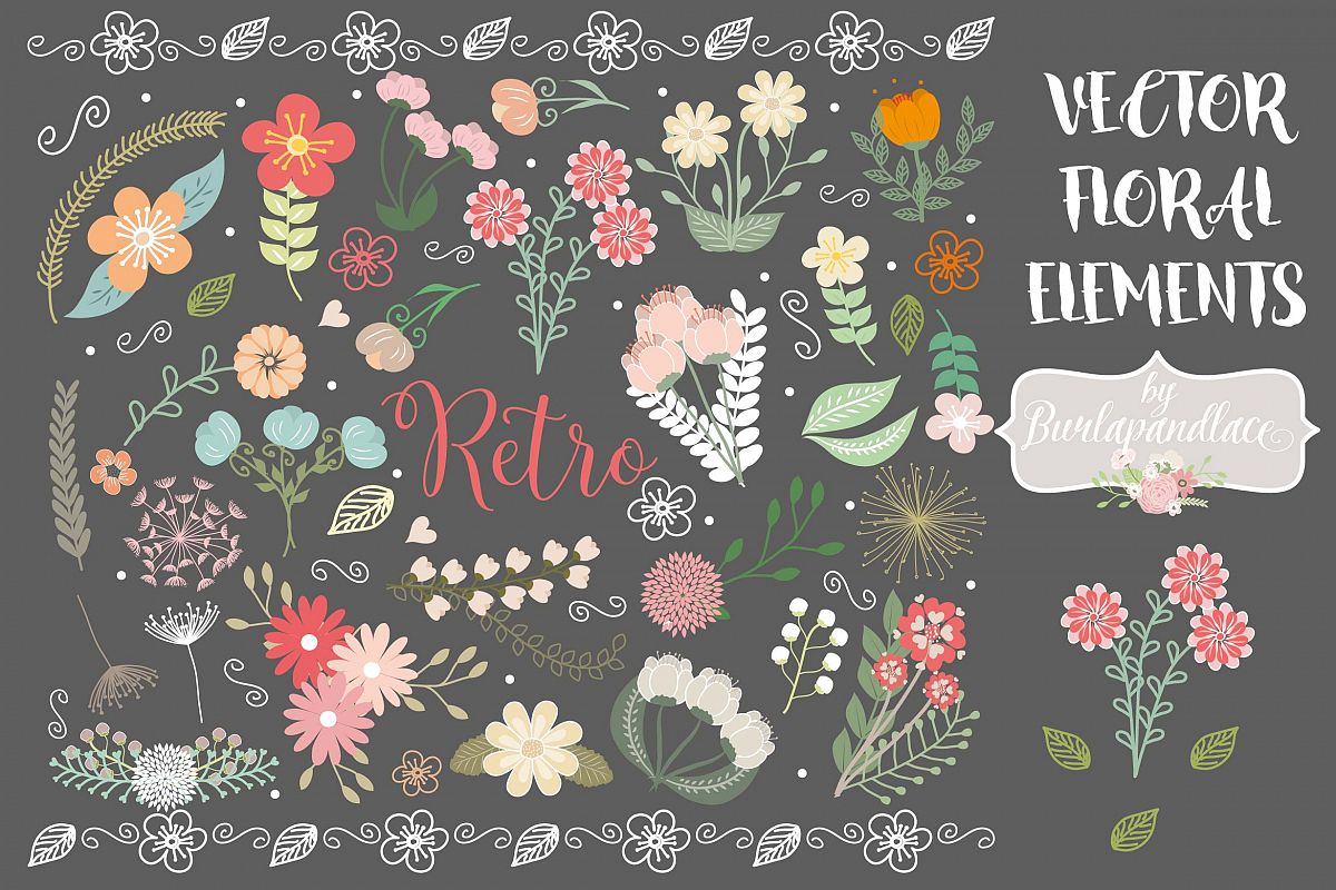 Rustic Wedding Floral Clip Art (2155) | Illustrations | Design Bundles