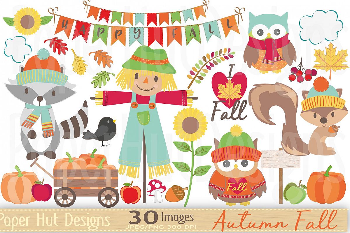 Autumn Fall Woodland Animals Clipart