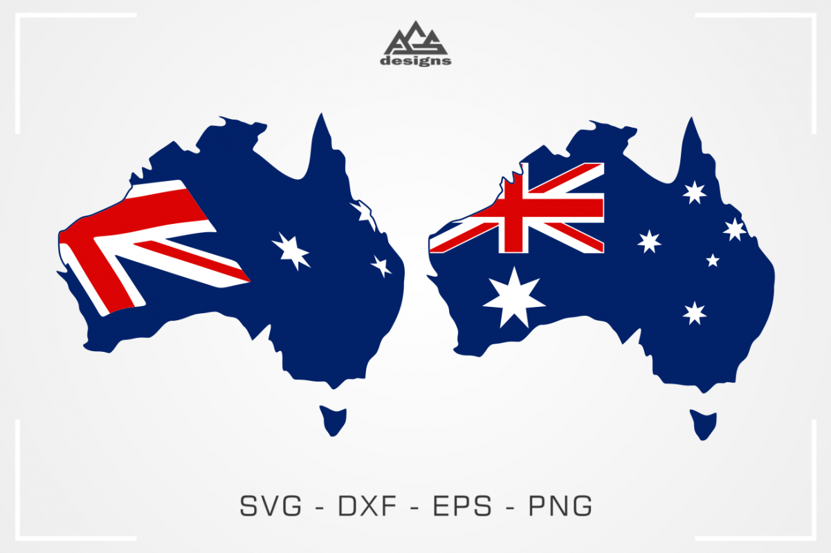 Australia Flag Map Svg Design (373295) | Cut Files | Design Bundles
