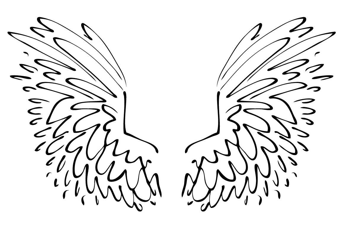 Cartoon wings. Hand drawn illustration. (116284) | Illustrations ...