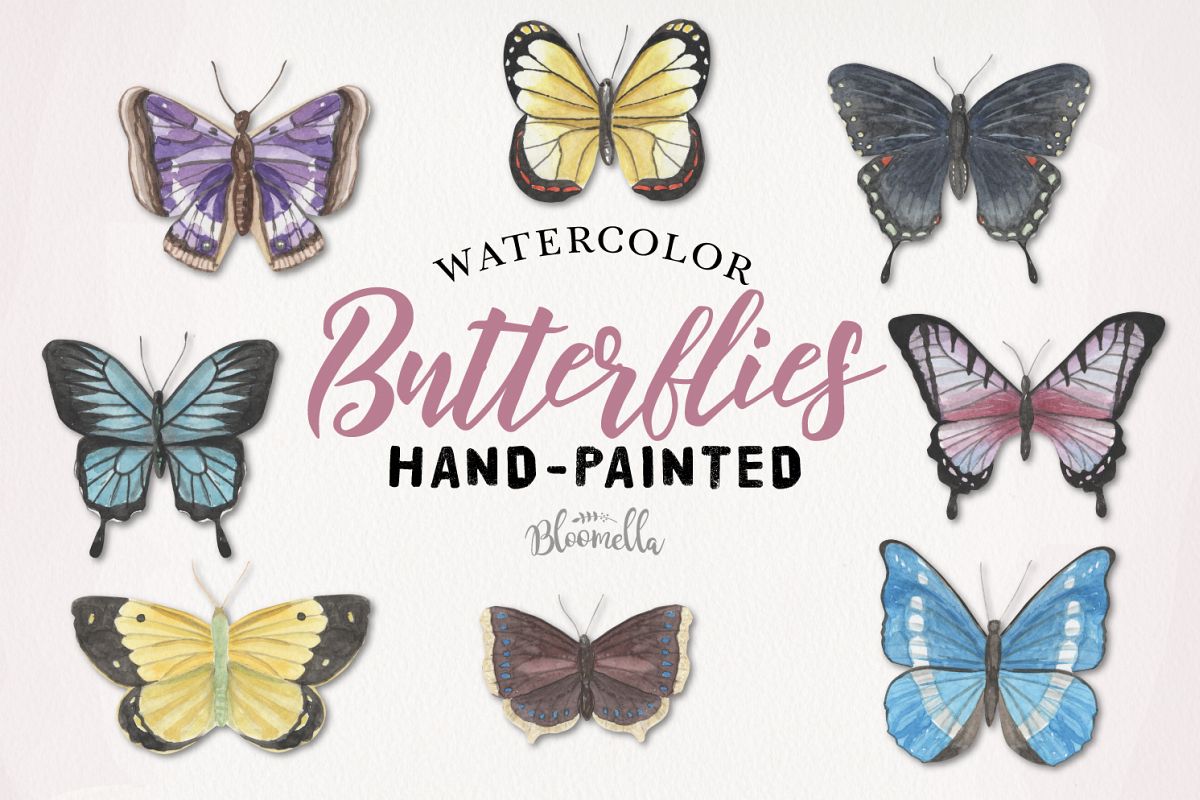 Watercolor Butterflies Elements Hand-Painted Butterfly