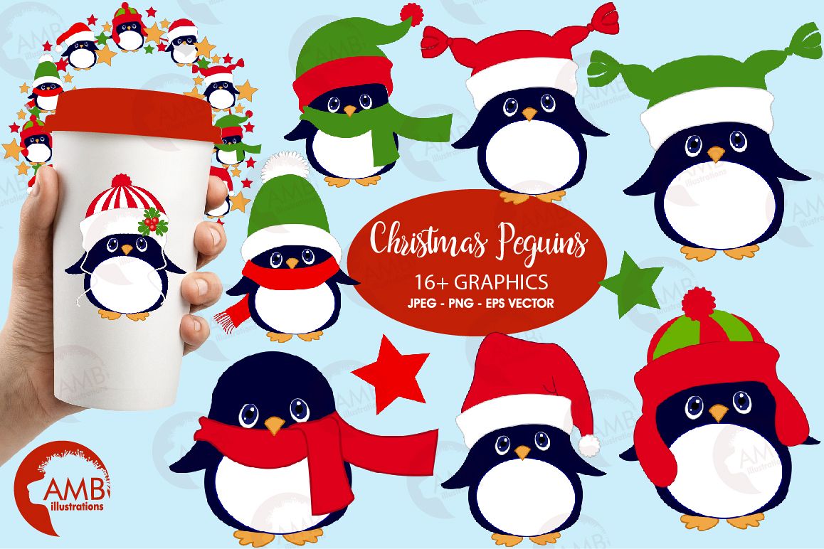 Christmas Penguins cliparts, Penguins cliparts AMB-1127 (110105 ...