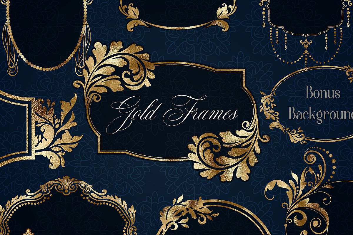 20 Luxury Gold Label Frames Gold Foil Vintage Frames (105658) | Card ...