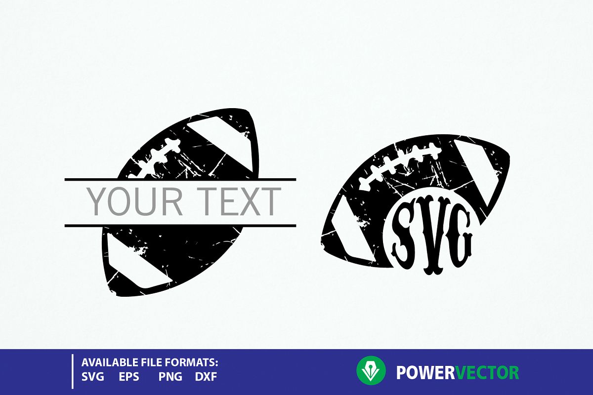 Distressed Football Monogram Frames Svg, Dxf, Eps, Png Files