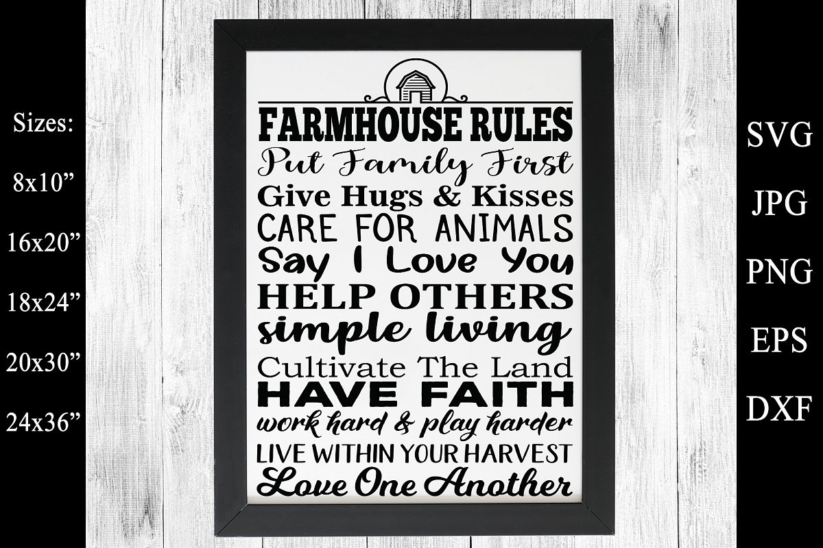 Farmhouse Rules SVG EPS PNG Farmhouse Rules Cut File