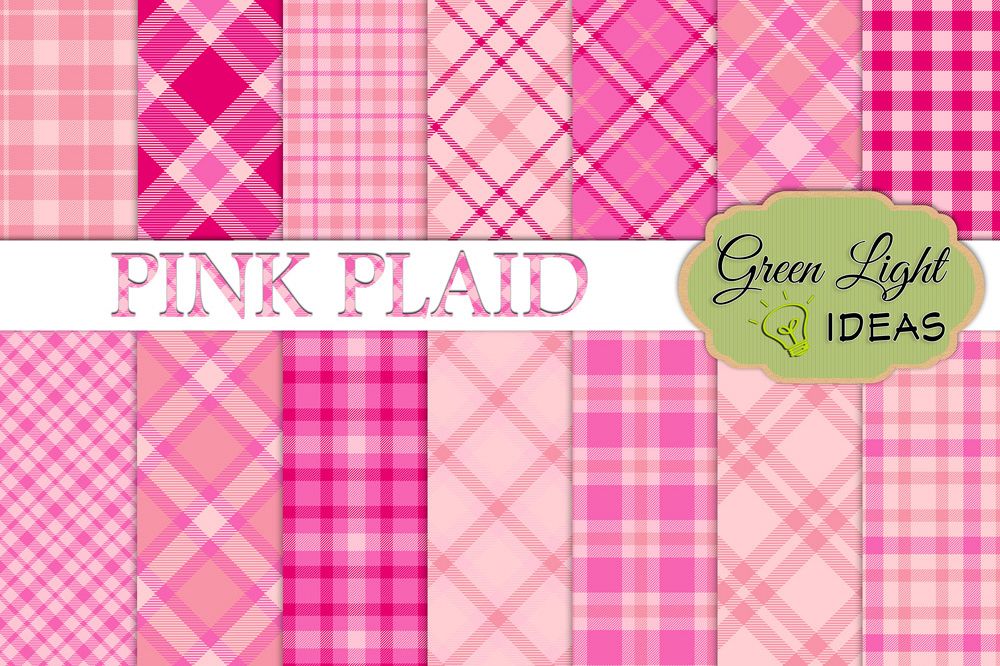 Pink Plaid Digital Papers, Plaid Backgrounds