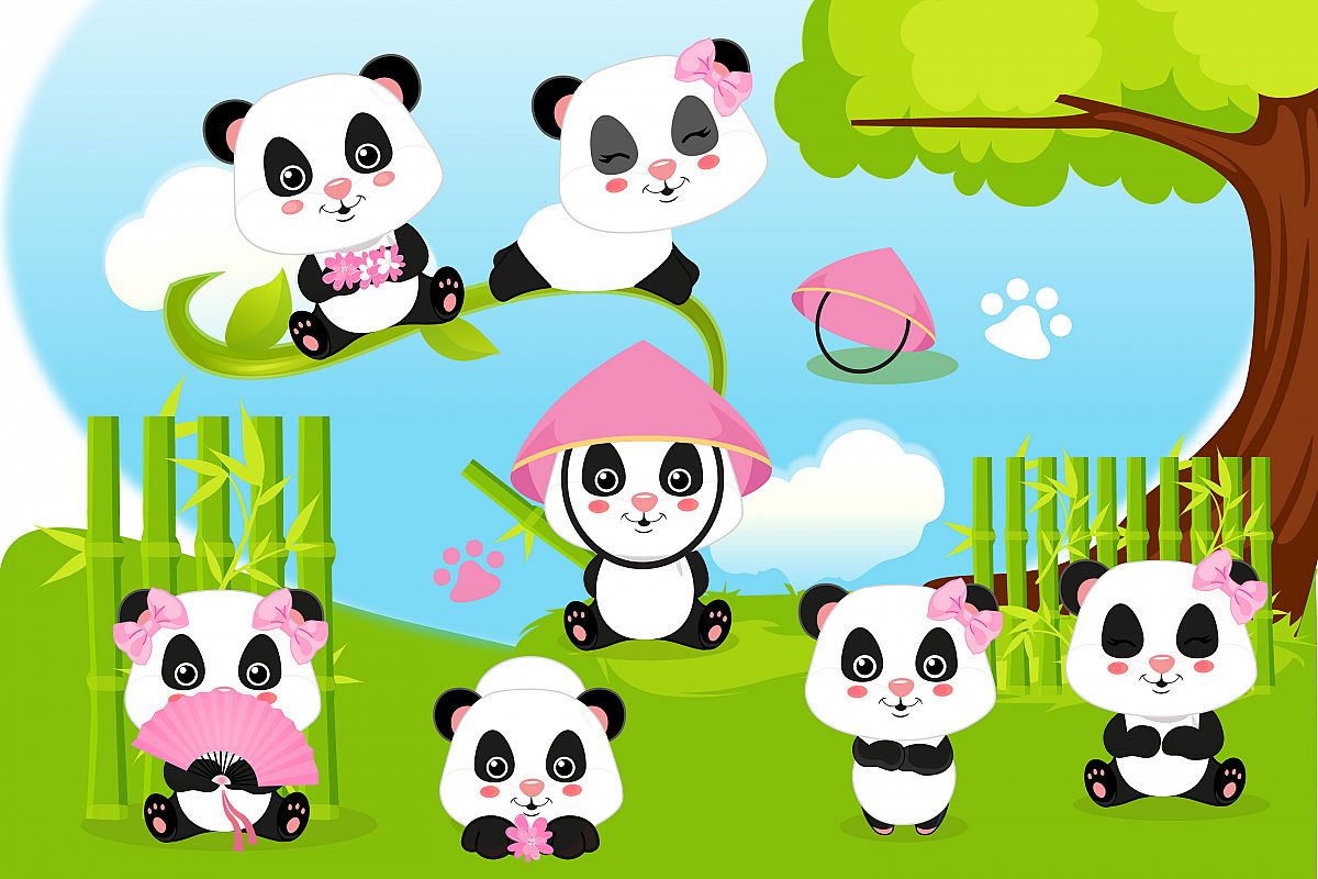Girl panda clipart, Girl panda illustrations (25704) | Illustrations ...
