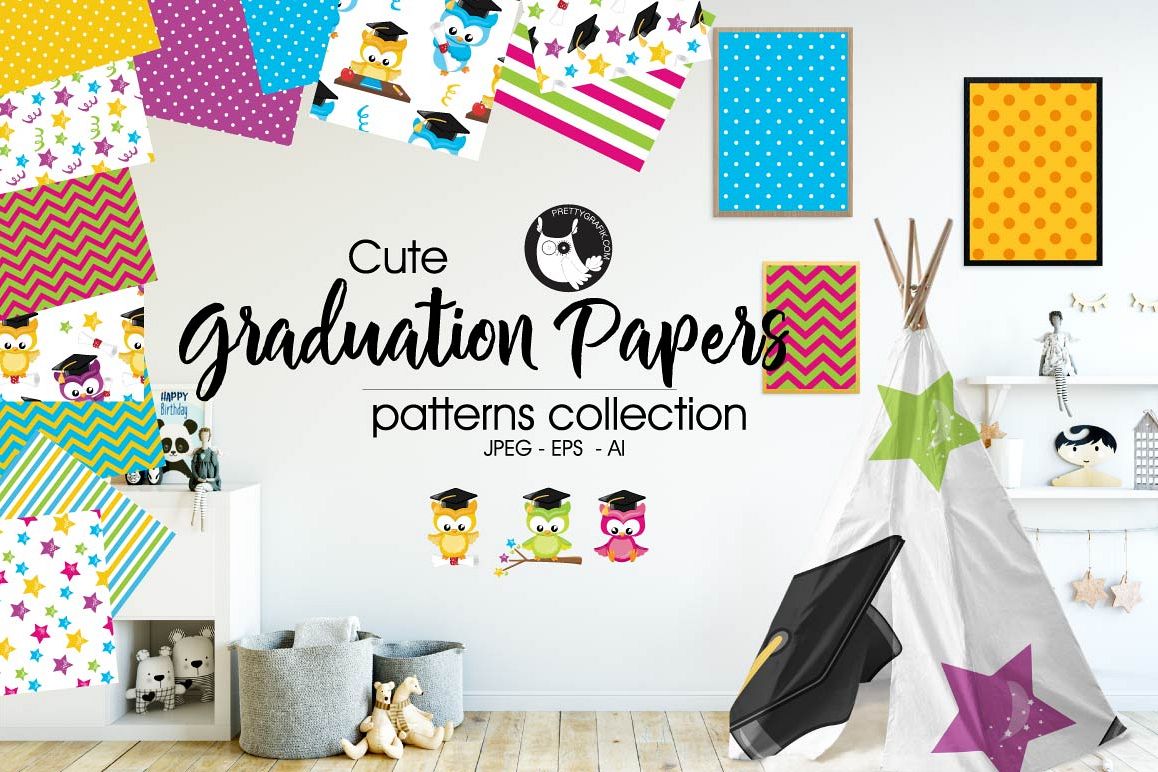 GRADUATION-PAPERS, digital papers (40778) | Patterns | Design Bundles