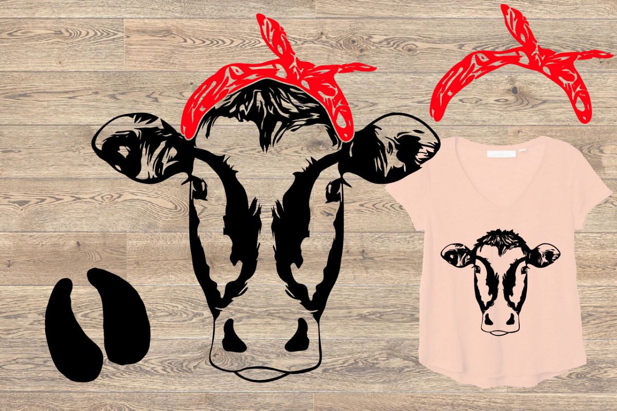 Cow Head whit Bandana SVG Cutting Clip Art 866S (107755) | SVGs ...