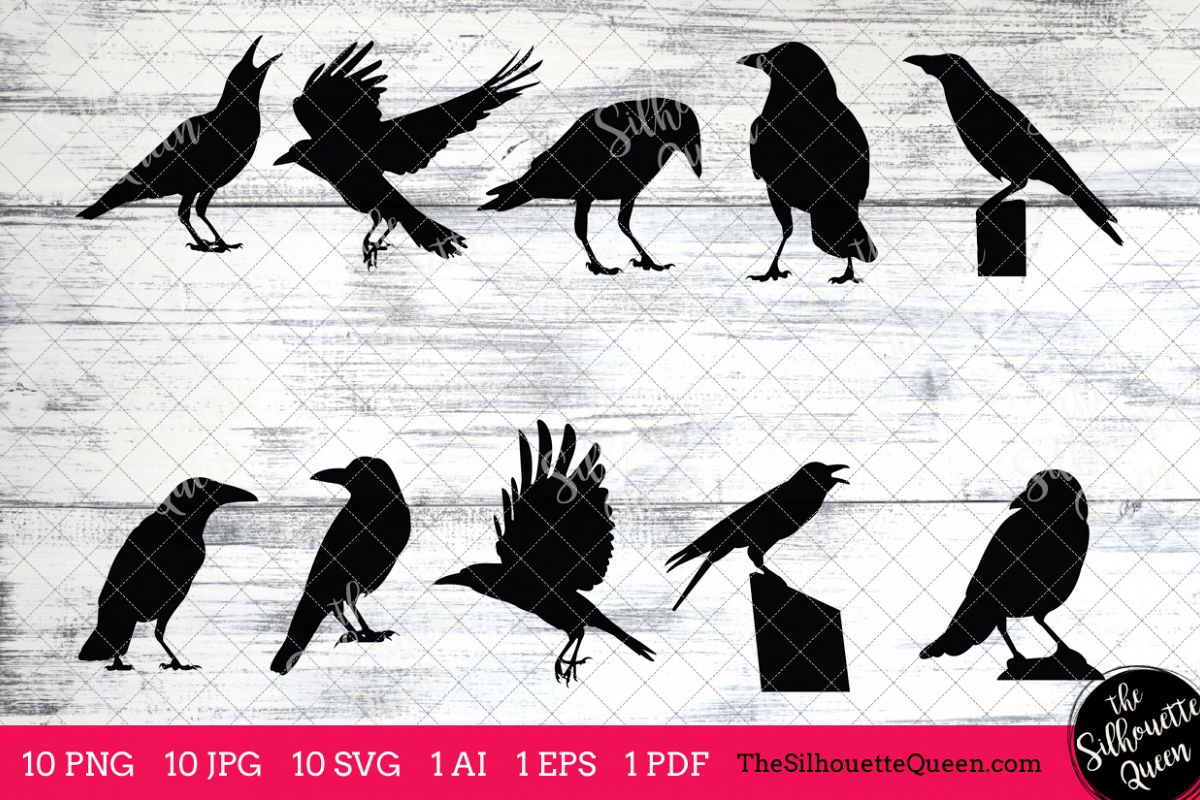 Crow Silhouettes Clipart Clip Art(AI, EPS, SVGs, JPGs, PNGs, PDF ...