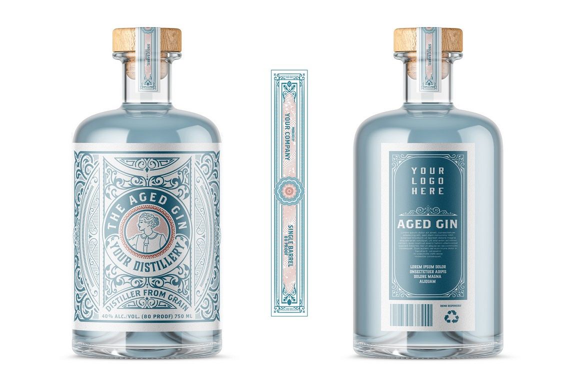 Vintage label with gin liquor design