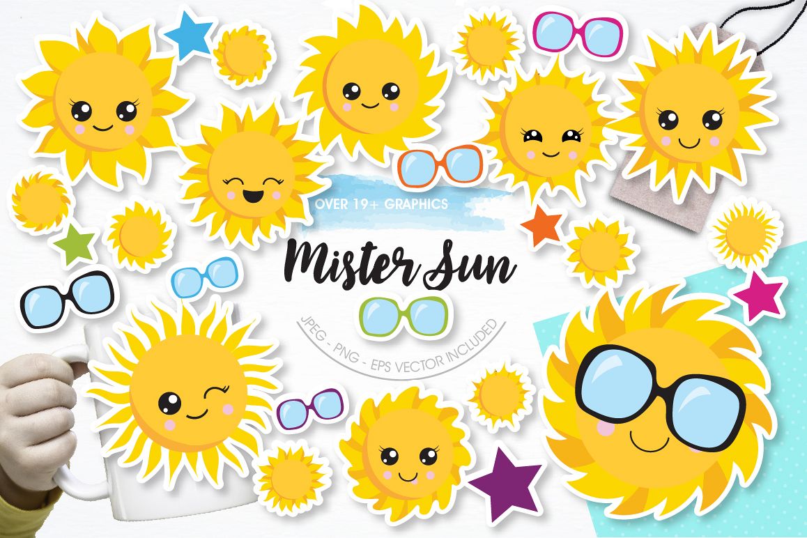 Mister sun graphics and illustrations