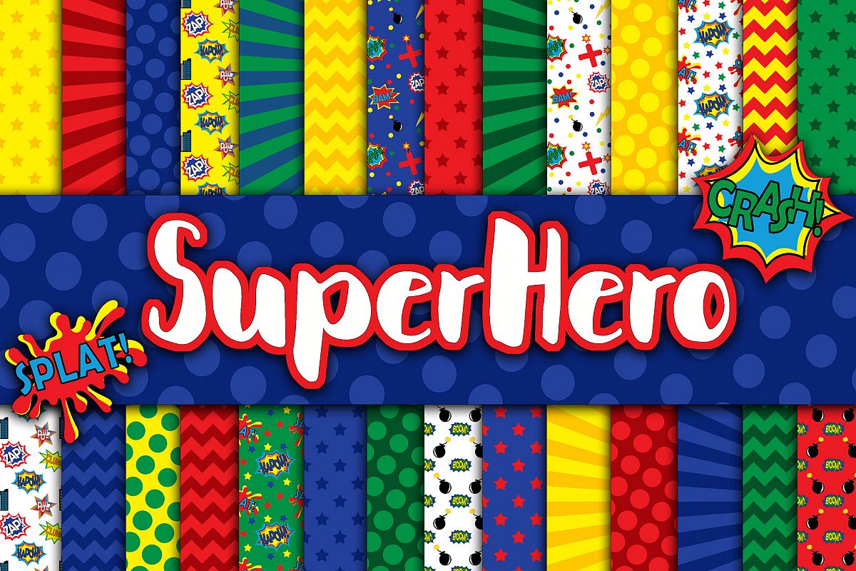 Superhero Digital Paper (37566) | Backgrounds | Design Bundles