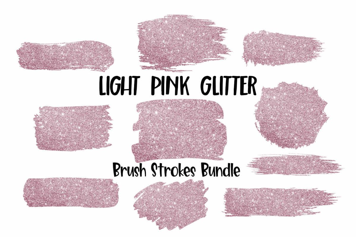 Light Pink Glitter Brush Strokes Background Bundle PNG (251858 ...