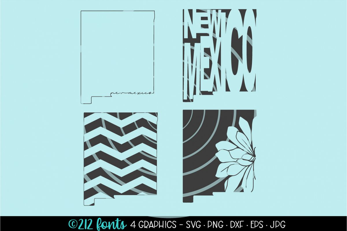 4 - New Mexico State Map Graphic Cut File DXF PNG JPG SVG (316538 ...