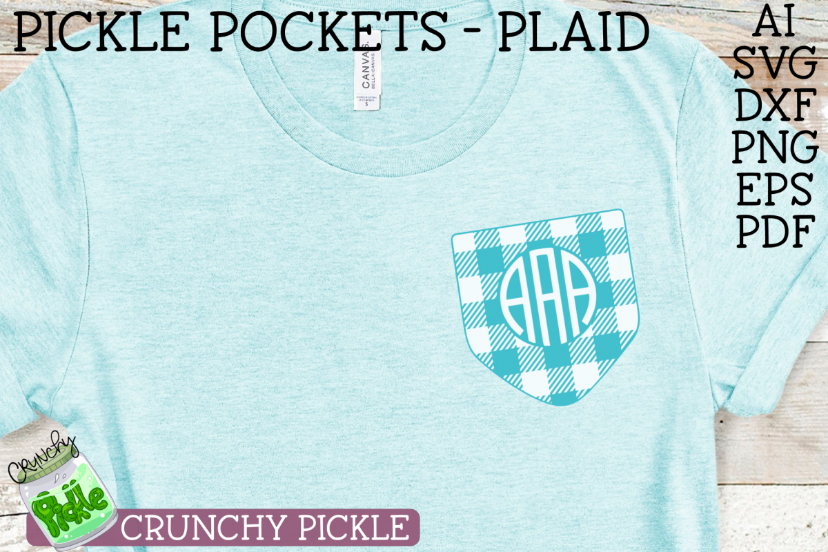 Pickle Pockets - Monogram Faux Pocket Plaid SVG Cut File