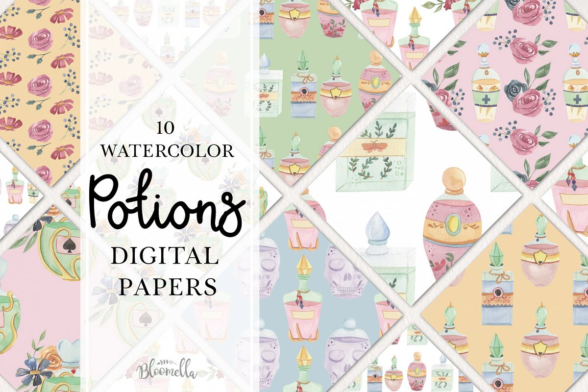 Love Potions 10 Seamless Patterns Digital Paper Spells