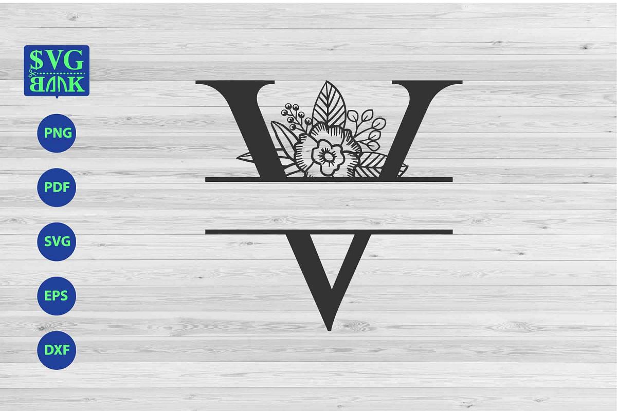 Split monogram letter V Svg, Alphabet floral initial logo V (471020 ...
