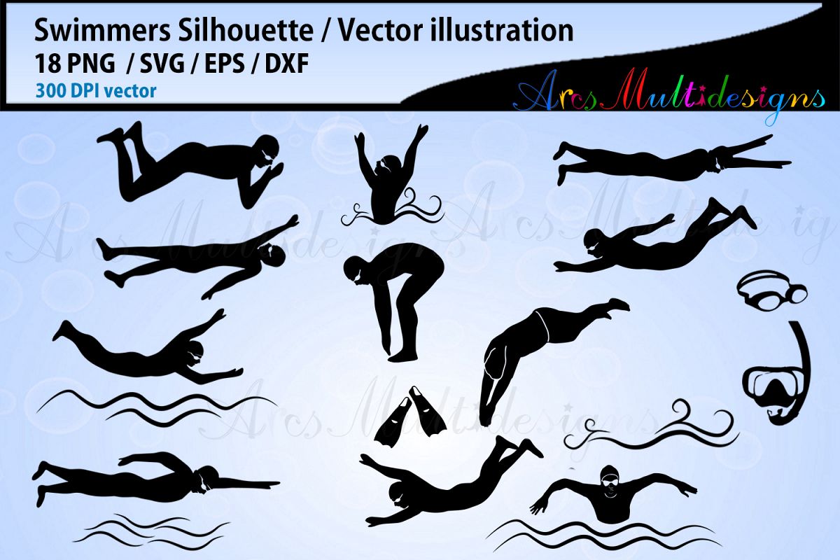 Swimmers SVG silhouettes , swimmer SVG bundle (172502) | Illustrations ...