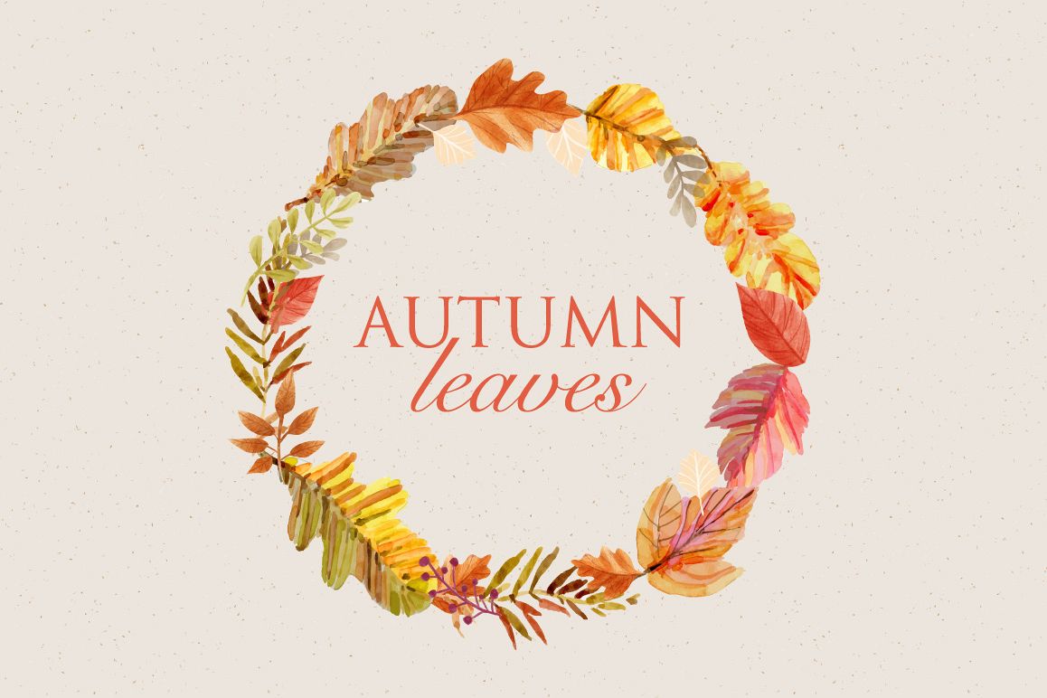 autumn watercolor leaves wreath
