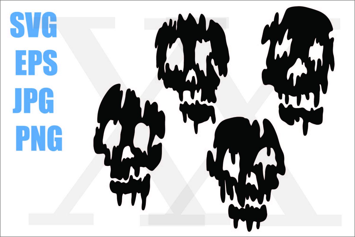 Skull Melting - SVG EPS JPG PNG