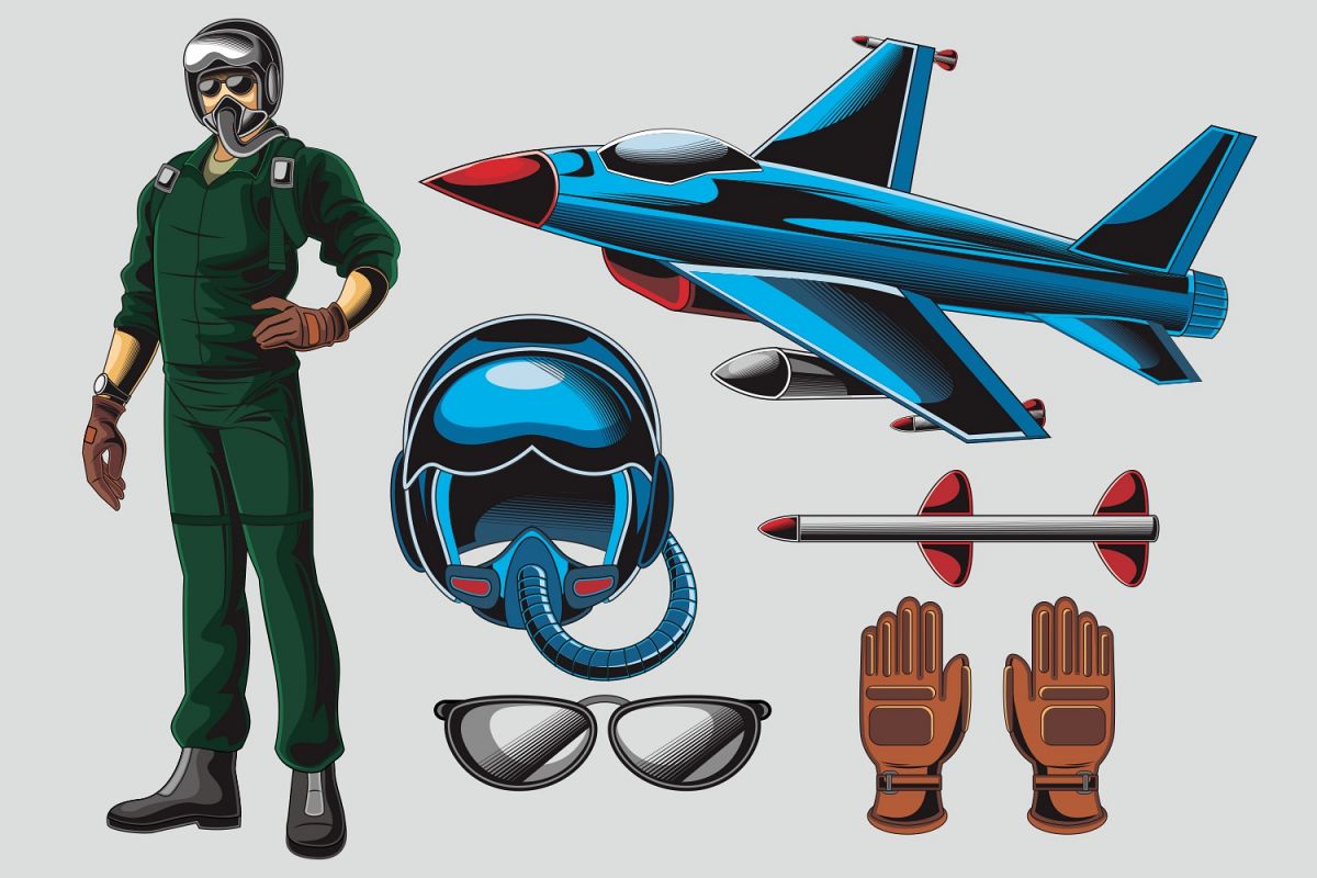 Jet Fighter Pilot Vector Pack (77463) | Illustrations | Design Bundles