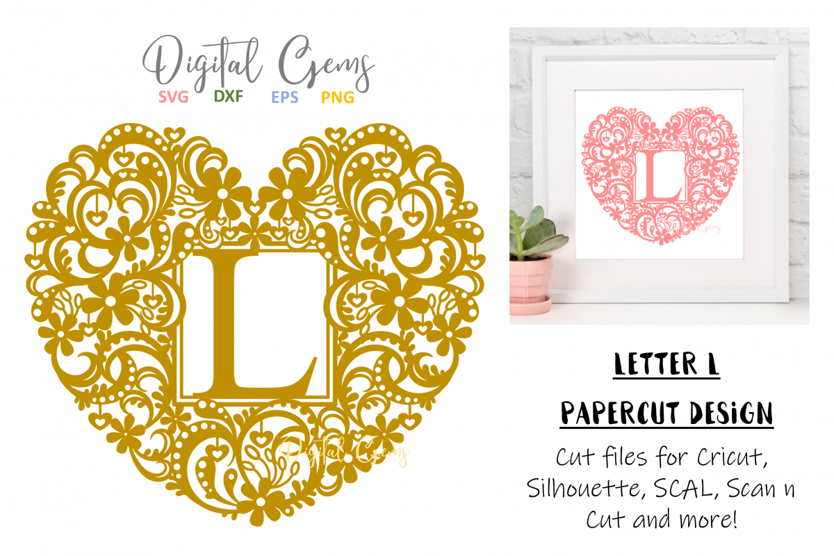 Letter L paper cut design. SVG / DXF / EPS / PNG files (228814) | SVGs ...