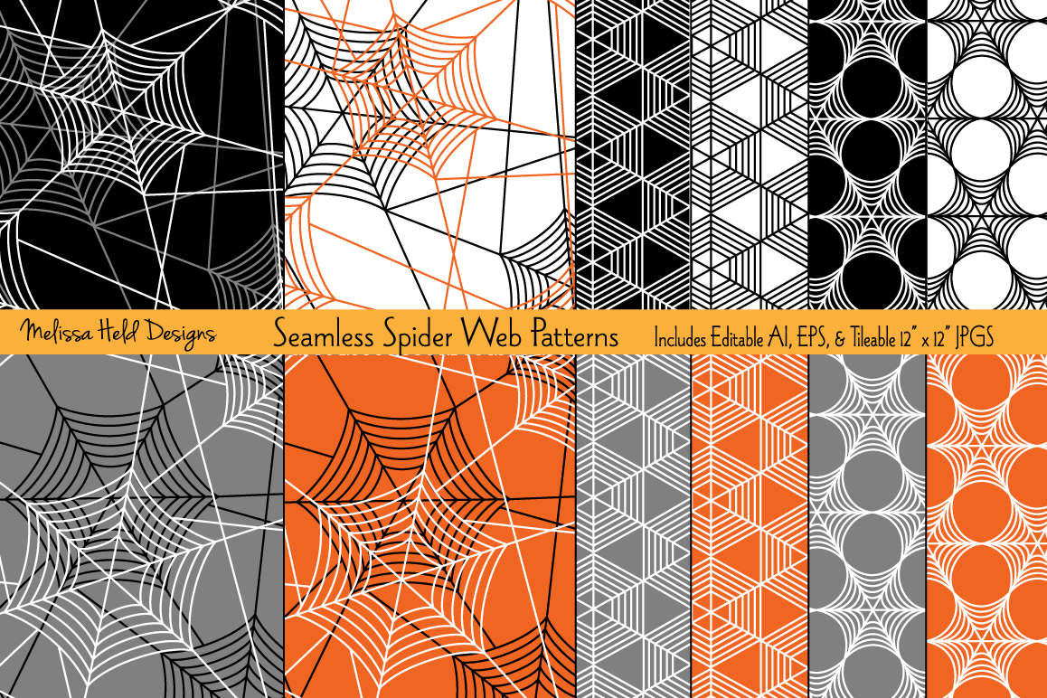 Seamless Spider Web Patterns (149429) | Patterns | Design Bundles