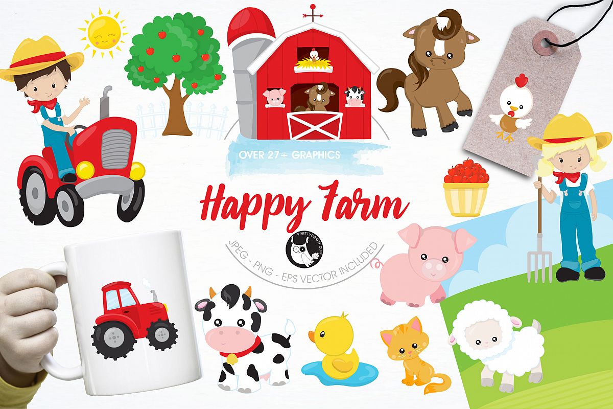 Happy farm graphics and illustrations