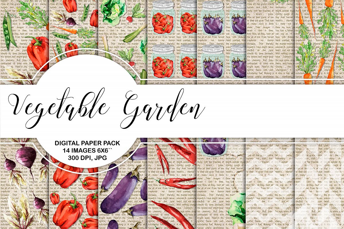 Vegetable Garden Digital Paper Pack Instant Download Printable ...