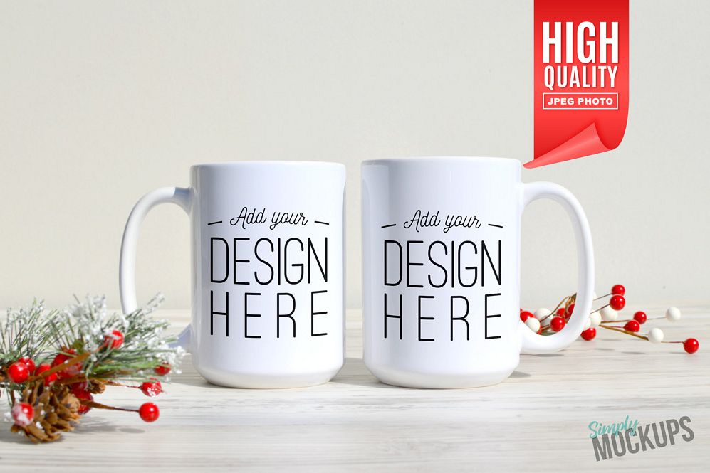 15oz Mug Holiday Mockup - 2 Sided
