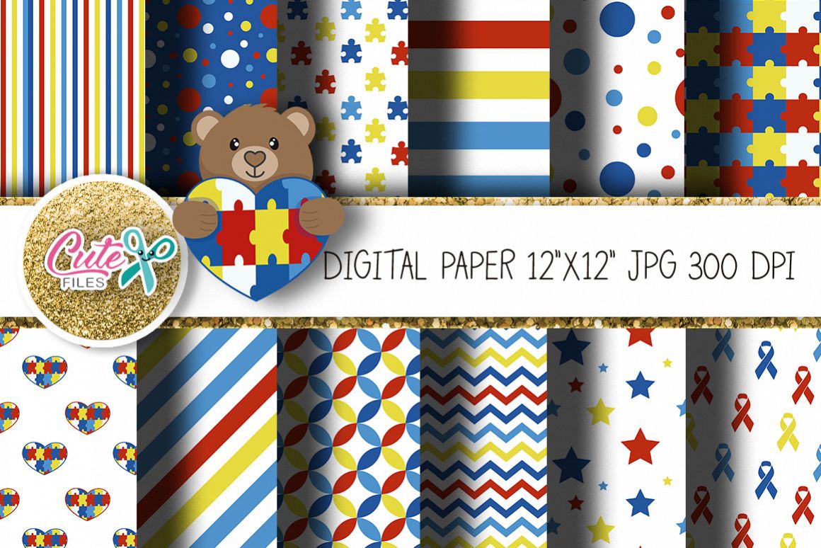 Autism digital paper for scrapbooking