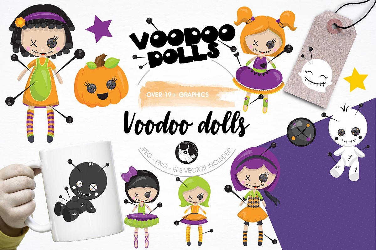 Voodoo dolls graphics and illustrations