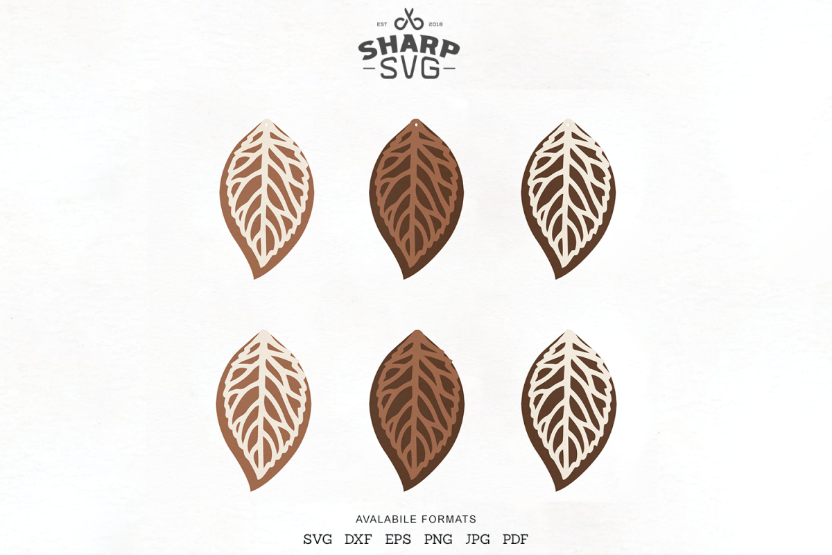 Leaf Stacked Earrings SVG Leather Earrings Cutting Templates (279308 ...