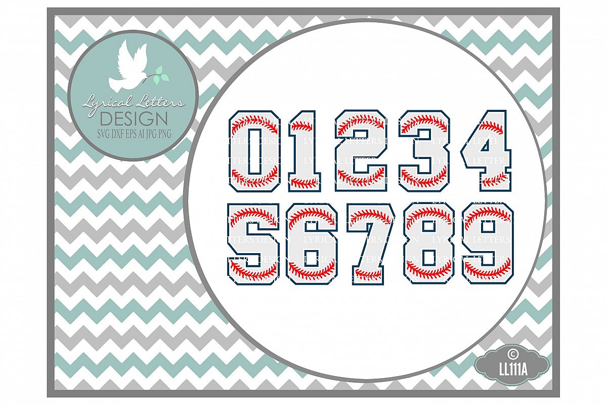 Baseball Softball Numbers with Laces Cutting File LL111A SVG DXF EPS AI ...