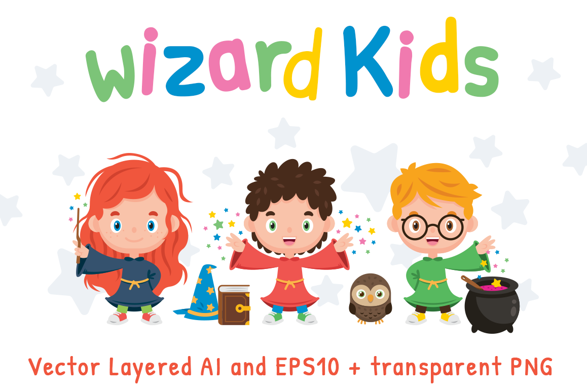 Wizard Kids (37670) | Characters | Design Bundles