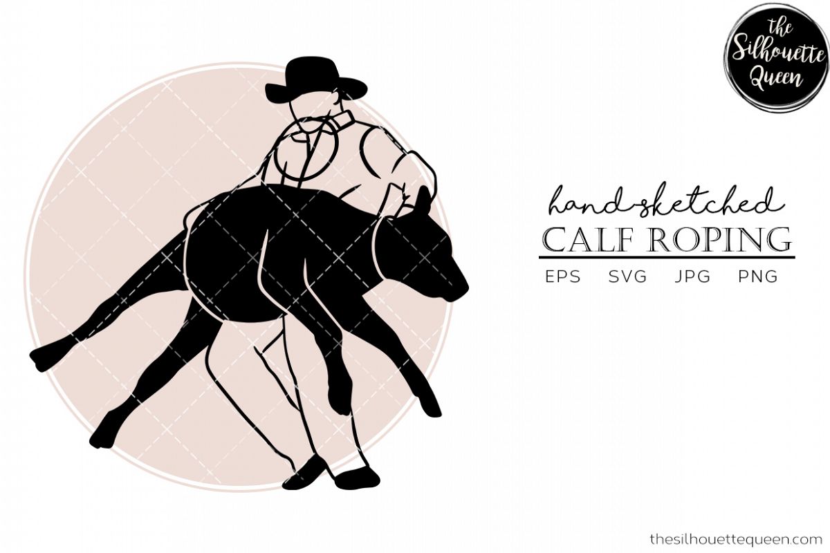 Hand drawn Calf Roping Vector Sketch