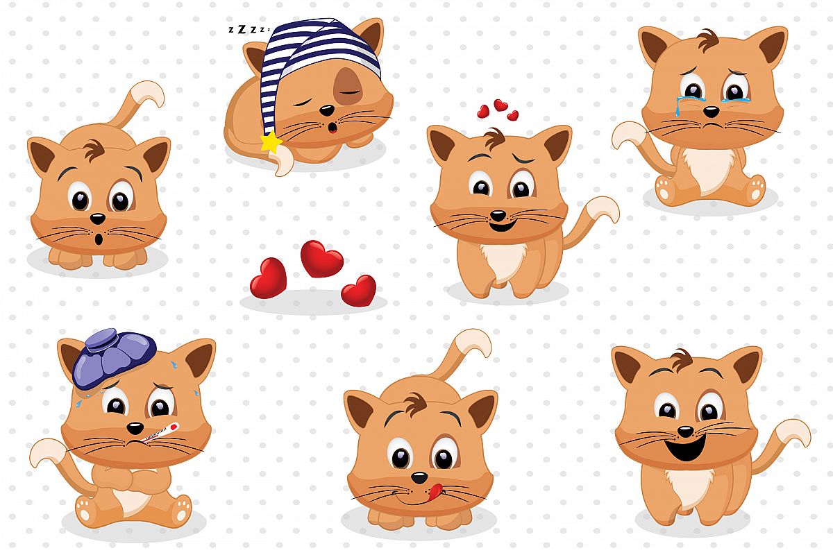 Kitty emotions graphics, Kitty clipart