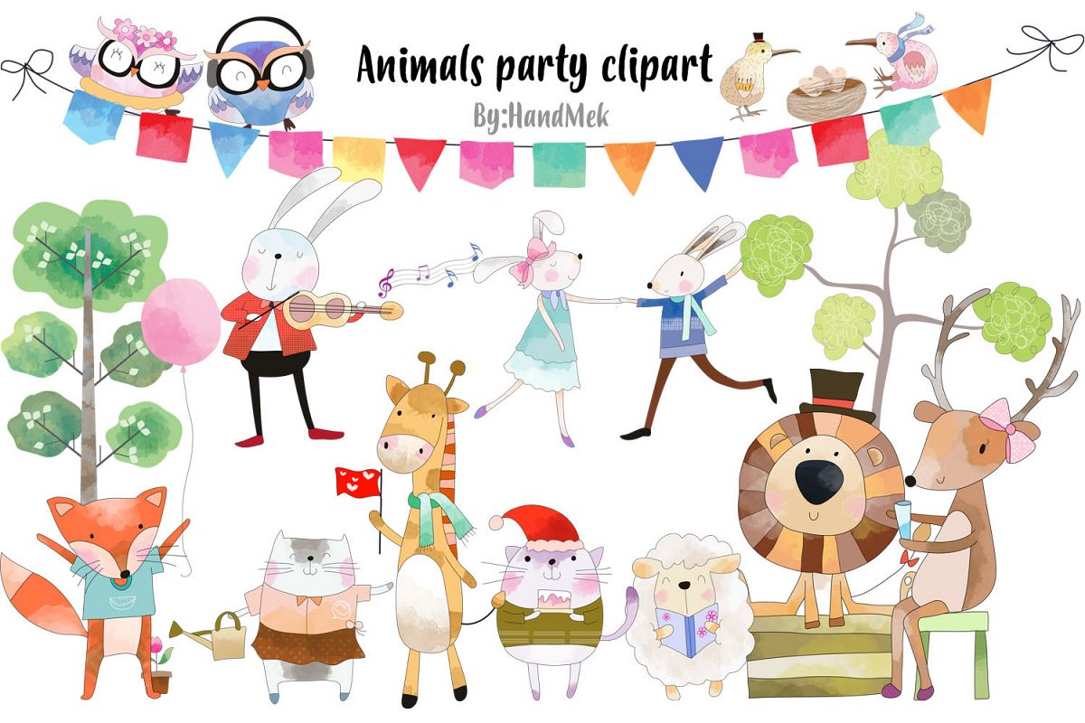 Animals party clipart