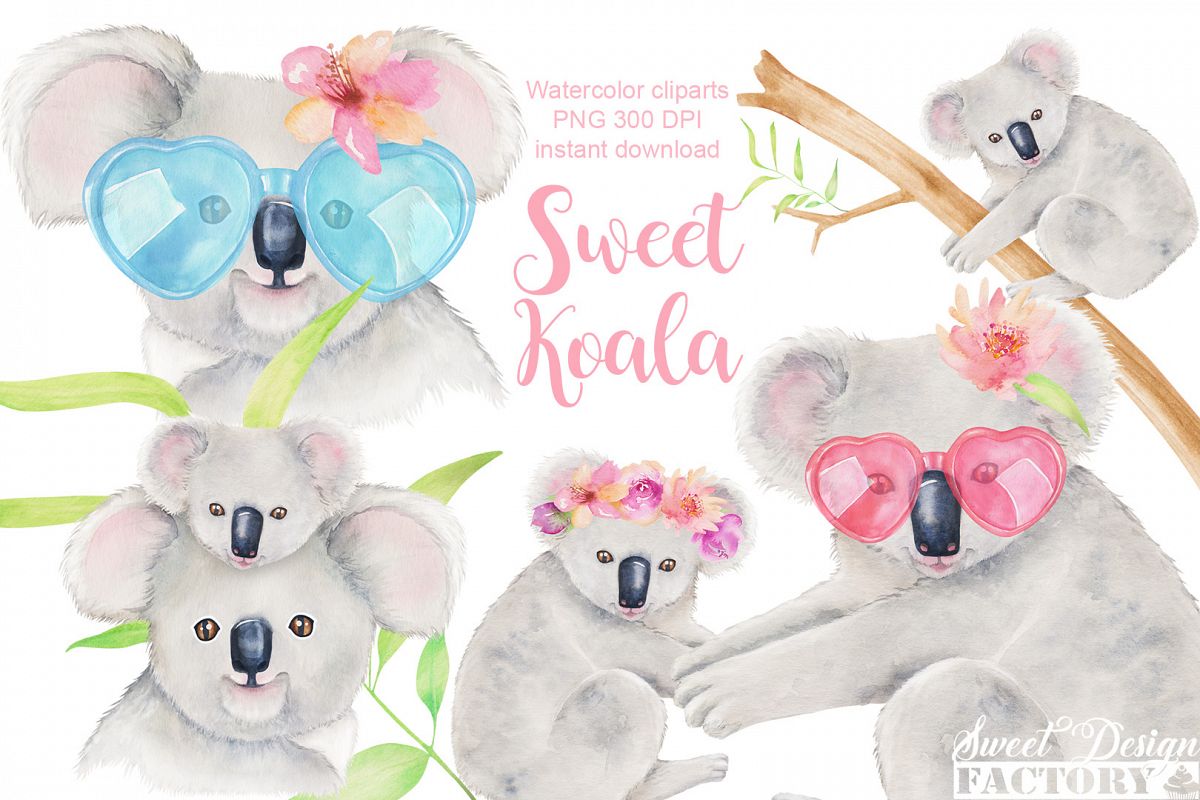 Koala watercolor clipart