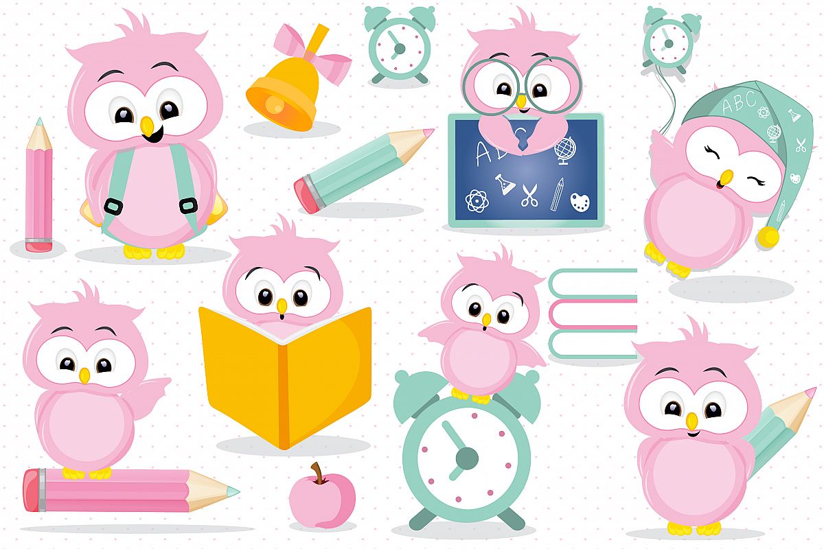 School owl clipart, School owl graphics