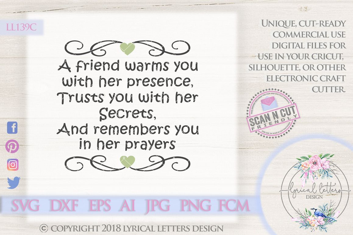 Friend Poem SVG Cut File LL139C