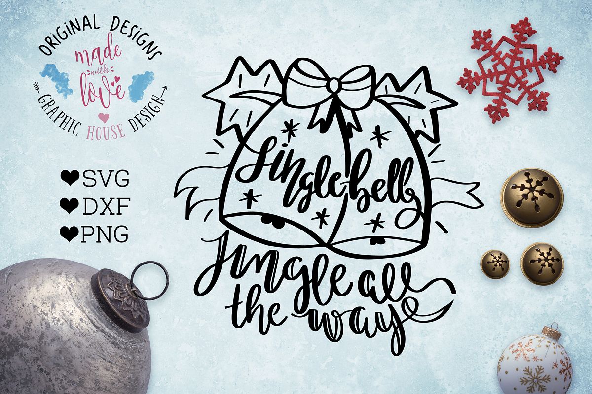 Jingle Bells Cut File and Printable SVG, DXF, PNG