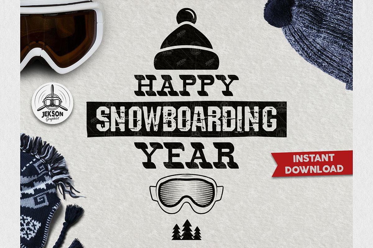 Retro Snowboarding Logo / Winter Activity Badge SVG / Patch