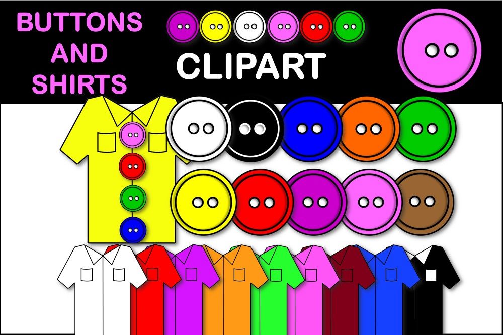 Button and Shirt Clip Art Pack (105206) | Illustrations | Design Bundles